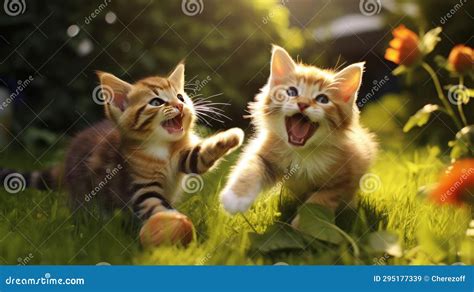 Two Kittens Meowing Stock Image Image Of Mammal Young 295177339