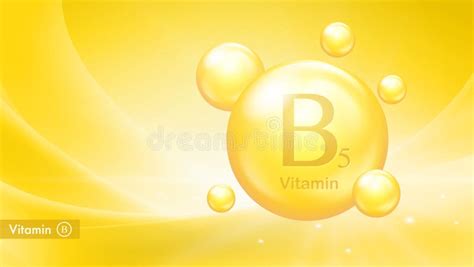 Vitamin B5 Vector Banner With Drop Bubbles Medical Poster Of Vitamin B
