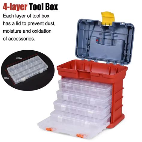 4 Layers Toolbox Multifunctional Portable Hardware Toolbox Large Empty