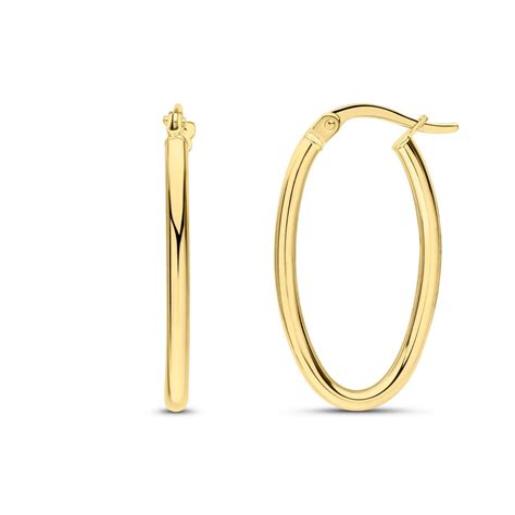 9ct Yellow Gold Polished Tube Oval Hoop Earrings Etsy