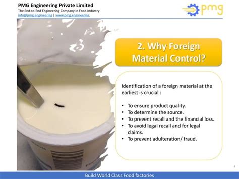 Foreign Material Control In Food Industry Pptx Food Industry Industries