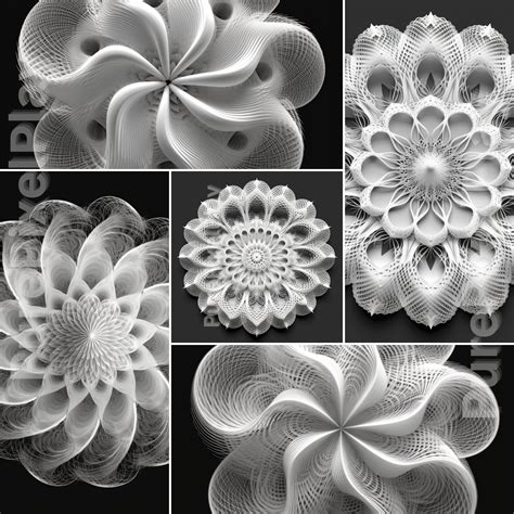 Spirograph Digital Art 3d Spirograph Clipart Elegant White Spirographs On Black Background