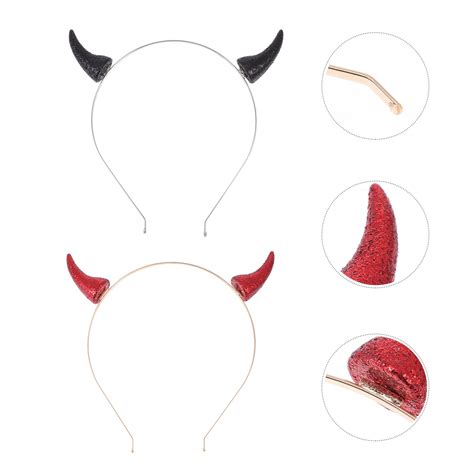 머리 장식 경적 머리띠 후프 뿔 의상 축제 헤드 피스 후프 파티 착용 장식 코스프레 반짝이 헤어 밴드 소품 Ox