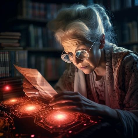 Premium Ai Image An Old Woman Is Typing On A Laptop Computer