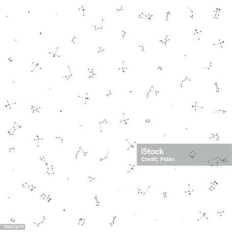 별 공간 우주 조디악 우주 검은 얇은 라인 요소 패턴 벡터 원활한 별자리 흰색 배경입니다 천문학 점성술 개체입니다 직물 직물 배너 디자인 별 모양에 대한 스톡 벡터 아트 및