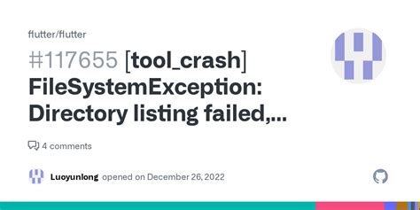 Toolcrash Filesystemexception Directory Listing Failed Os Error Operation Not Permitted