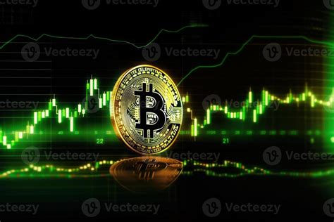 Bitcoin With Green Graph On Computer Screen Background Crypto Currency