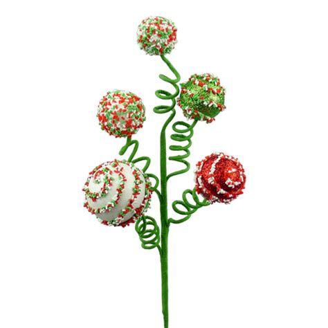 Glittered Curled Grass Ball Spray 31 — Holiday Whimsy