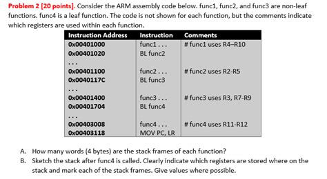 Problem 2 20 Points Consider The Arm Assembly Code