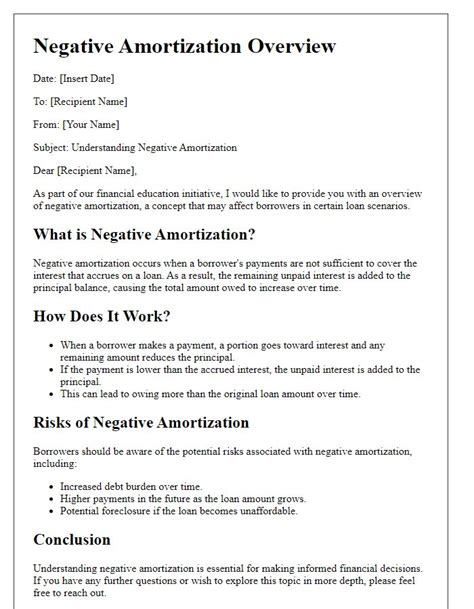 Letter Template For Negative Amortization Explanation Free Samples In
