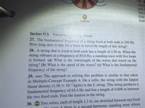 Solved The Fundamental Frequency Of A String Fixed At Both