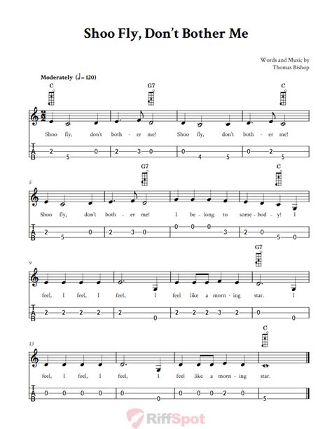Shoo Fly Dont Bother Me Easy 3 String Cigar Box Guitar Sheet Music