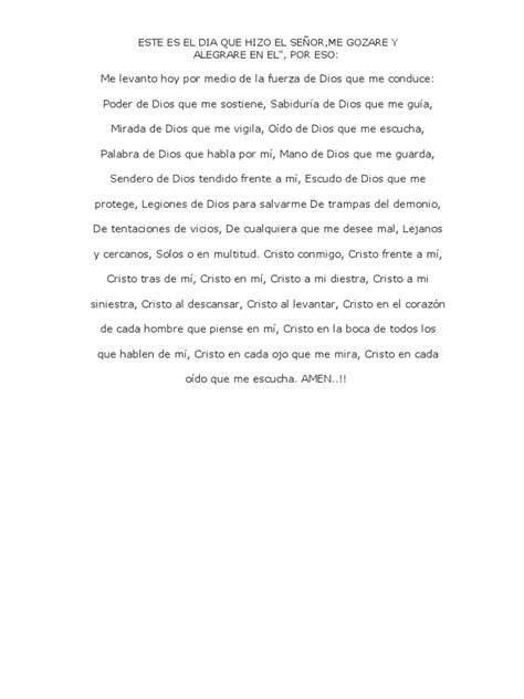Este Es El Dia Que Hizo El Señor Pdf Oración Bendición