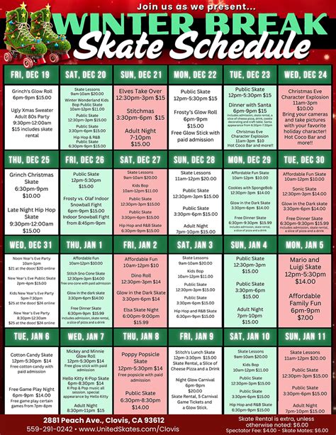 Winter Break Skate Schedule — Schools Out Time To Roll United