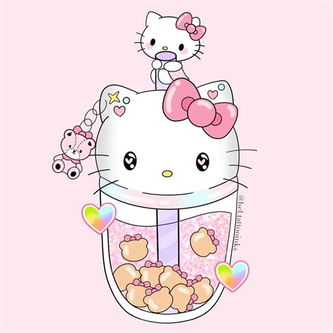 Hello Kitty Boba In 2025 Hello Kitty Backgrounds Hello Kitty Drawing Kitty Drawing