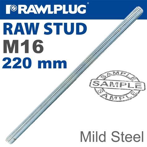 Mild Steel Stud M16 220mm Fallons
