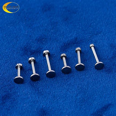 16g Threadless Push Pin Titanium Labret Golden Moon
