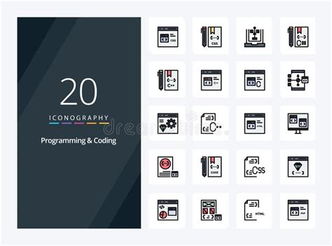 20 Programming And Coding Line Filled Icon For Presentation Stock