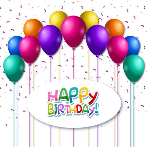 Colorful Balloons With Happy Birthday Card Design Vector Download