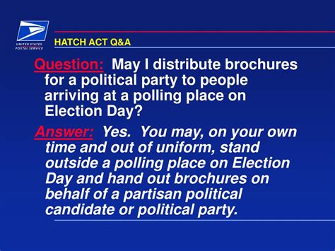 Ppt Overview Of The Hatch Act Political Activity And The Postal