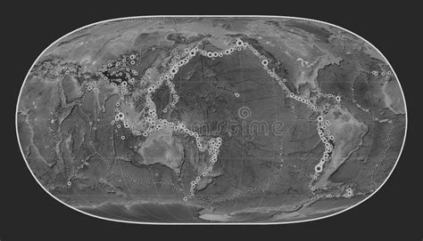 Terremotos E Limites No Mapa Mundial Em Escala De Cinza 180 Pm