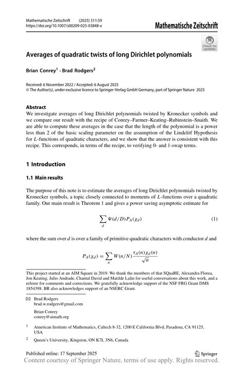 Averages Of Quadratic Twists Of Long Dirichlet Polynomials