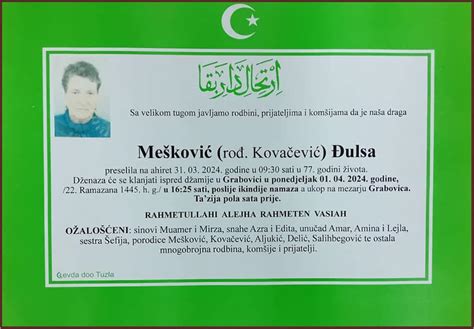 In Memoriam Đulsa Mešković Kovačević Tuzla Lve