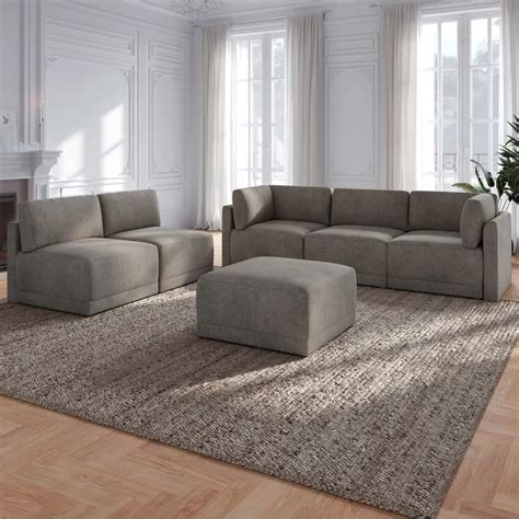 Thomasville Fallon Modular Sectional 6 Piece Gray With Ottoman