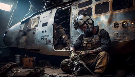 Skillful Metal Worker Working With Plasma Welding Machine In Army