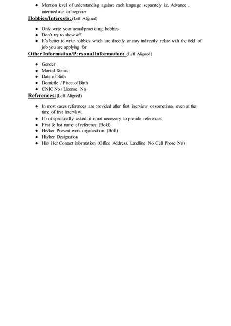 Cv Format Structure Docx
