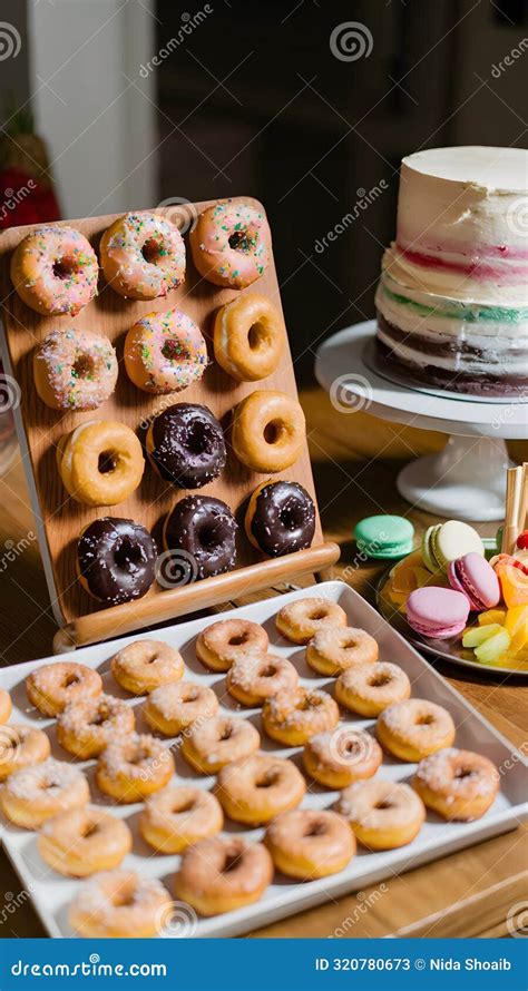 Donuts Assorted Donuts With Different Glazes Confectionery Sprinkles