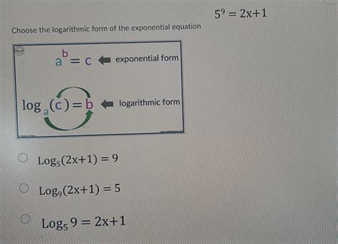 Solved 592x1 Choose The Logarithmic Form Of The Exponential
