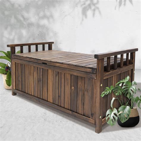 160l Outdoor Storage Box And Wooden Garden Bench Charcoal Outdoor