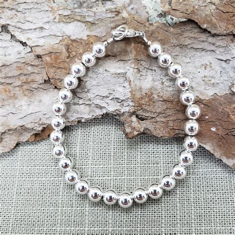 Silver Bead Bracelet Etsy