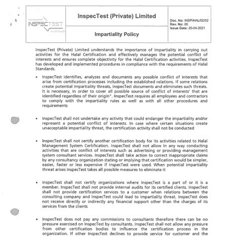Impartiality Policy Inspectest