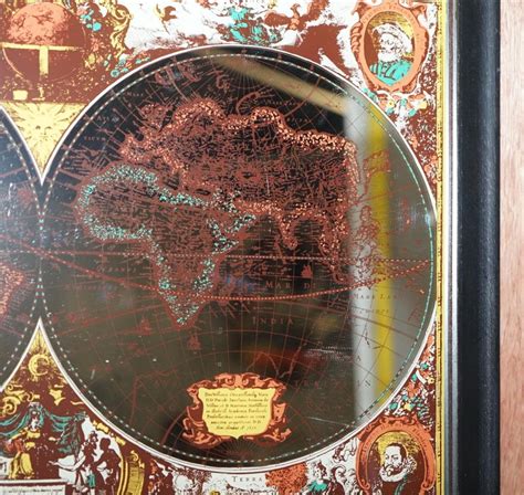 Vintage World Map Mirror Based On The Original By Johnson 1882 Military