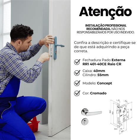 Fechadura Pado Externa Concept 40mm Rr1 401 40ce Raio Cr Arthomaz