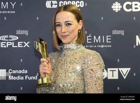 Karine Vanasse Poses For A Photo After Winning The Best Lead Actress