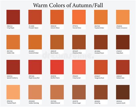 Color Palettes 24 Warm Shades Of Autumn Or Fall Red Brown Bright