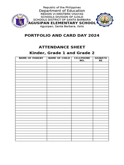 Brigada Eskwela Attendance Sheet Pdf