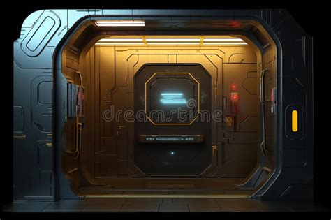 Sci Fi Door With Keypad Created By Generative Ai Stock Illustration