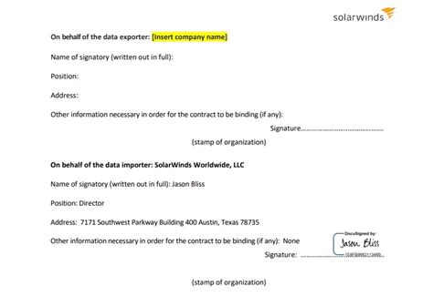 Vendor Data Processing Addendum Solarwinds