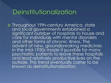 The History Of The Deinstitutionalization Movement Pptx