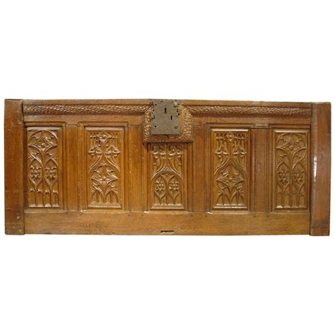 Antique French Carved Oak Altar Wall Hanging Gothic Architectural