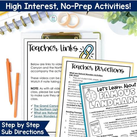 Emergency Sub Plans 4th 5th Grade Substitute Lesson Ela Math No Prep Binder