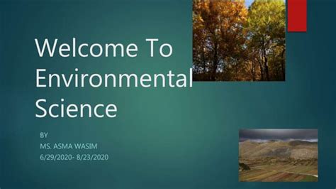 Welcome To Environmental Sciences Pptx