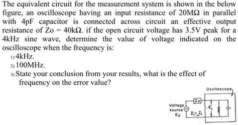 The Equivalent Circuit For The Measurement System Is Shown In The Below