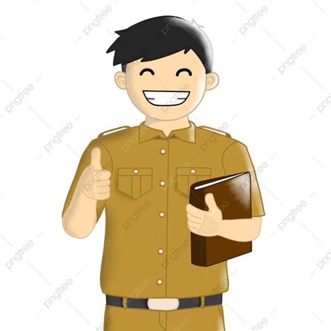 Kartun Guru Laki Laki Tersenyum Memegang Buku Kartun Guru Kartun Guru