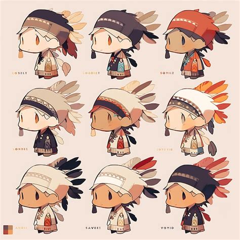 Premium Photo Sticker Of Male Eagle Chibi Kawaii Native American