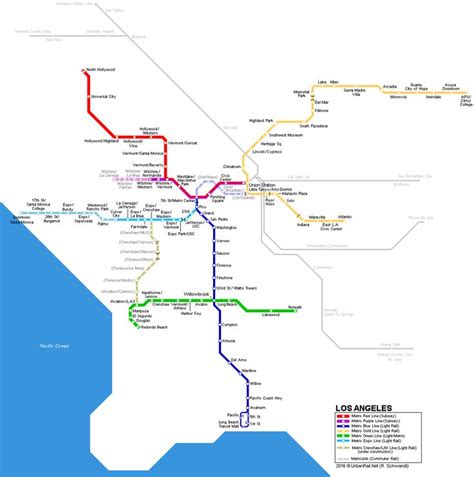 Metro Rail Subway And Light Rail Los Angeles Metro Map Metro Rail Metro Map